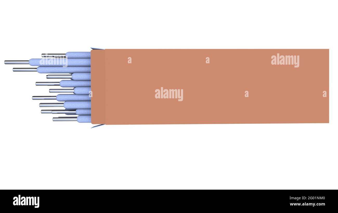 welding electrodes pack - isolated cgi industrial 3D rendering Stock ...