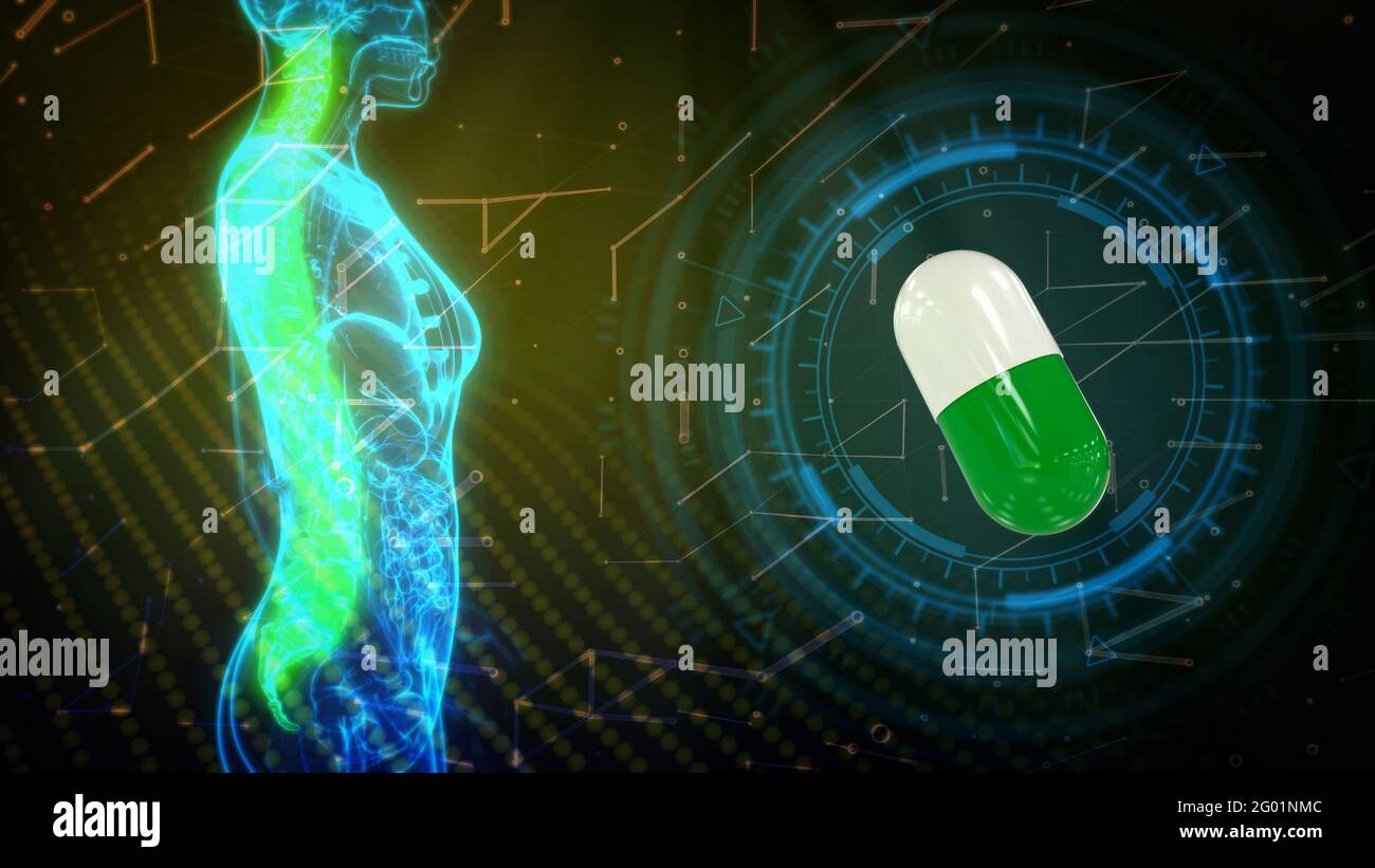 Medical pills backbone curing, healthcare 3d illustration Stock Photo ...