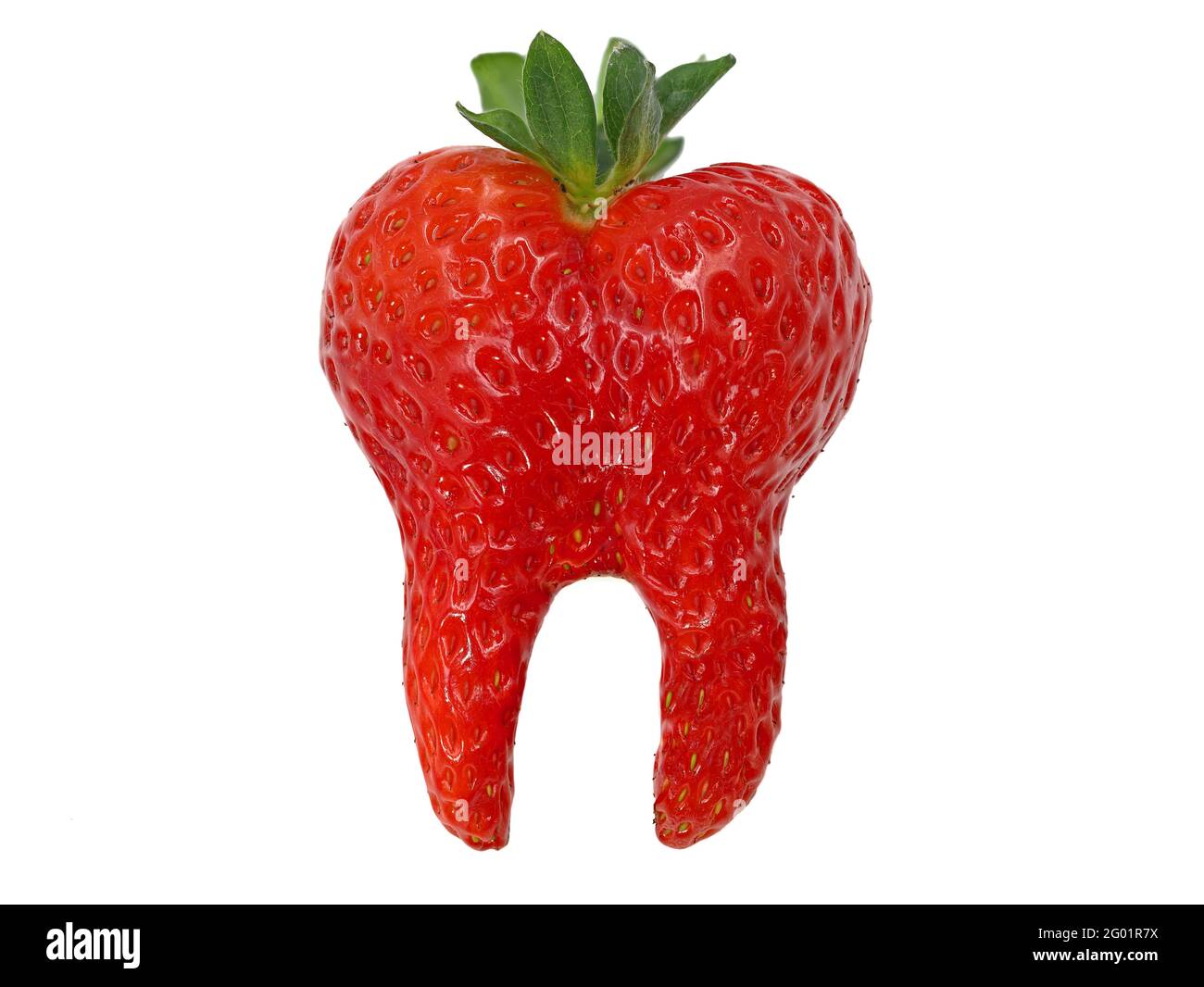 fresh red strawberry in tooth shape isolated on white background ...