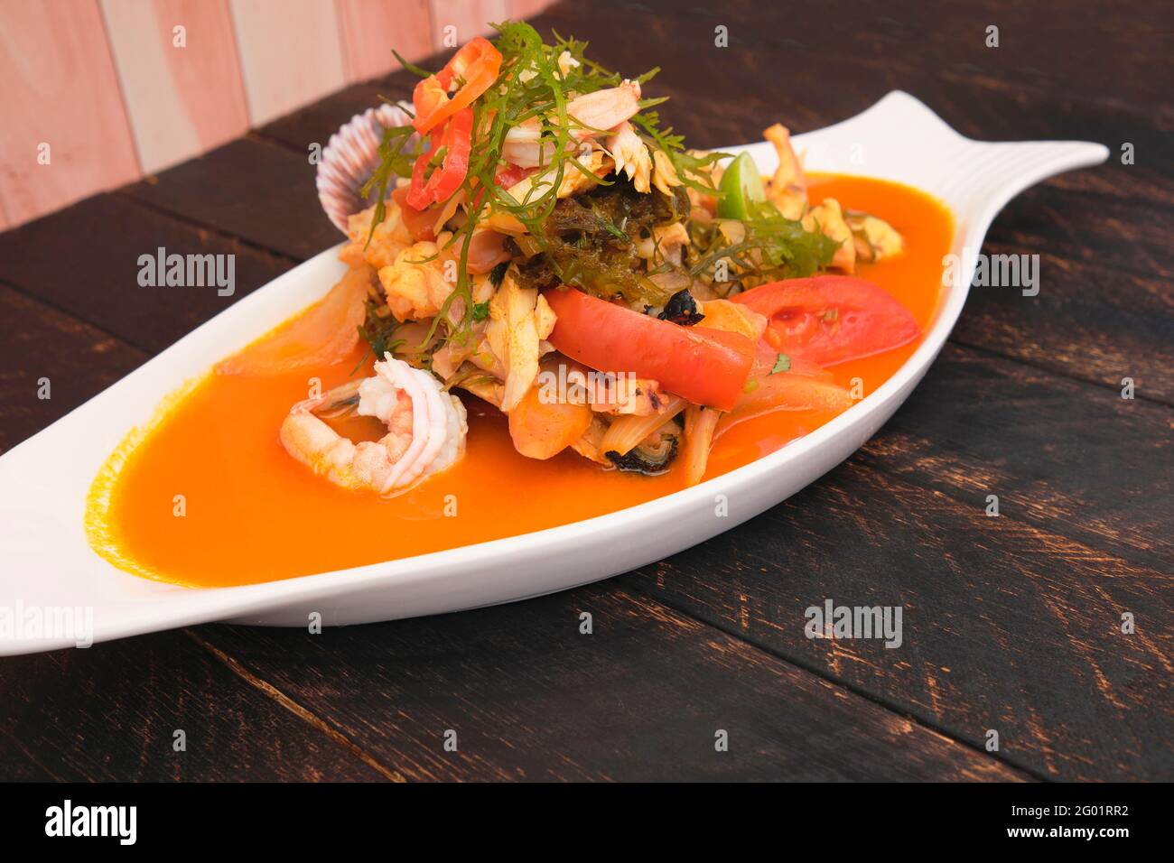 Peruvian food: called "sudado de mariscos" seafood (fish sweat, mixed ...