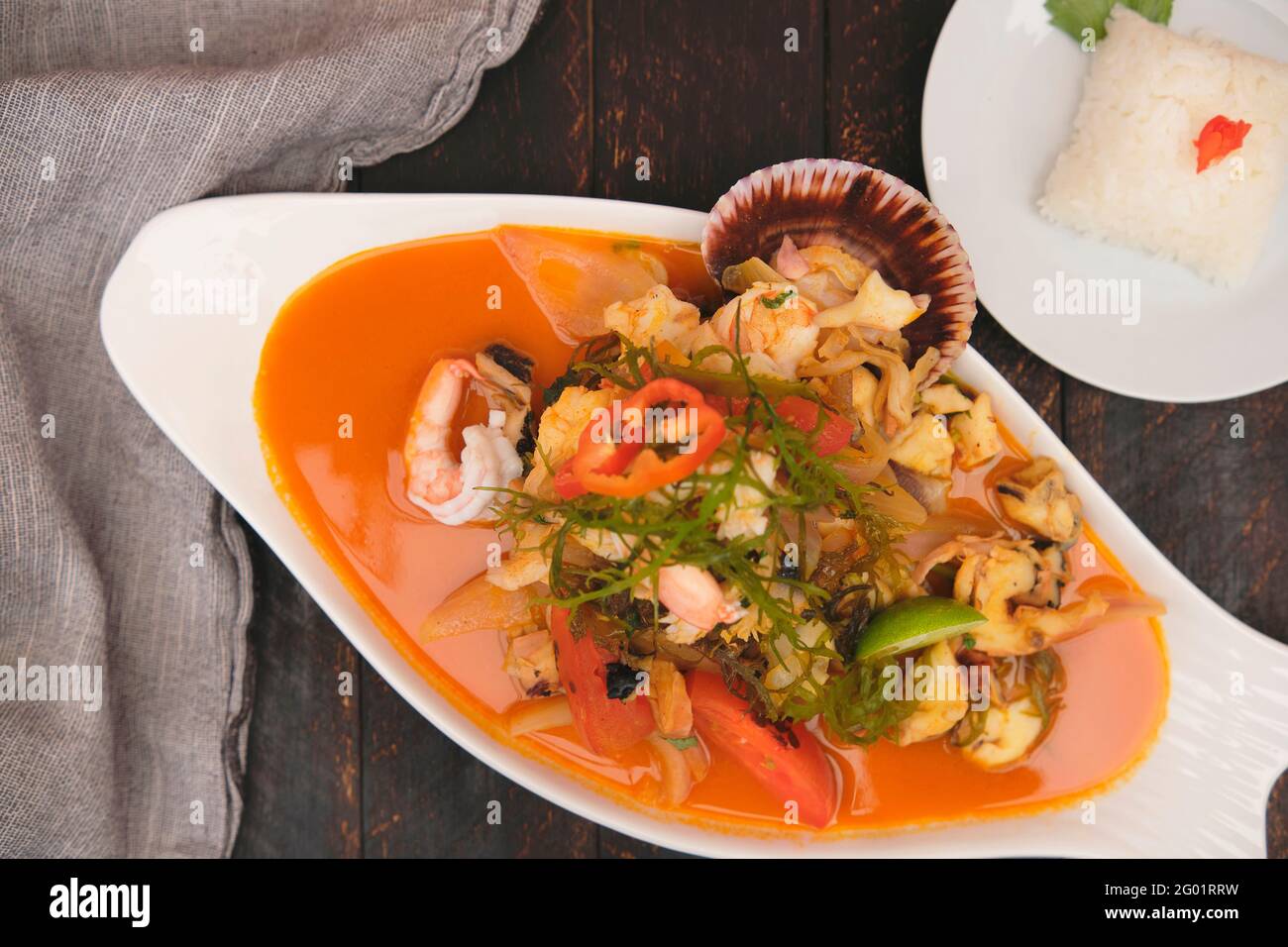 Peruvian food: called "sudado de mariscos" seafood (fish sweat, mixed ...