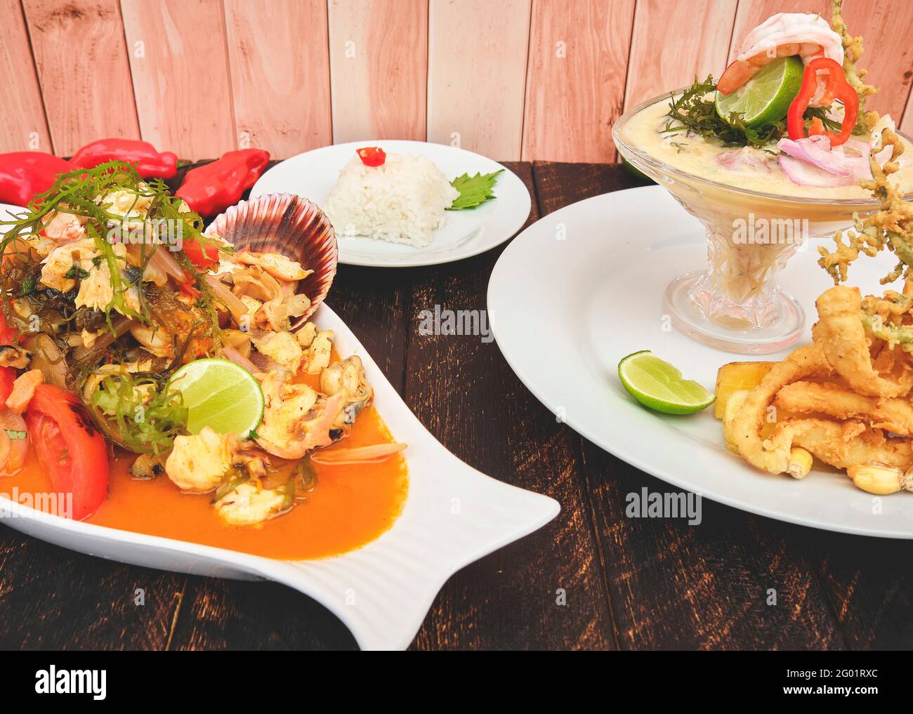 Peruvian food: called "Leche de tigre" and "sudado de mariscos",seafood ...