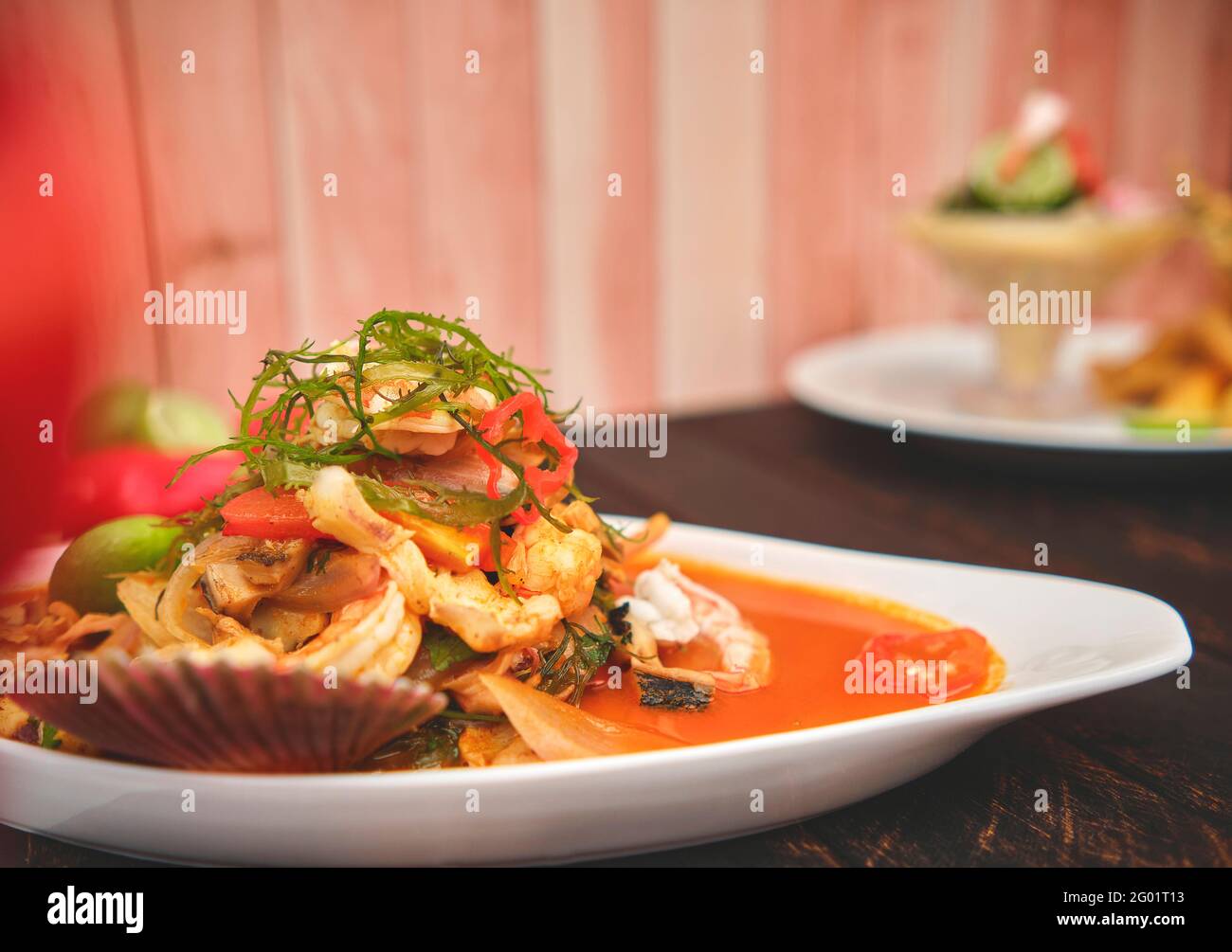 Peruvian food: called "Leche de tigre" and "sudado de mariscos",seafood ...