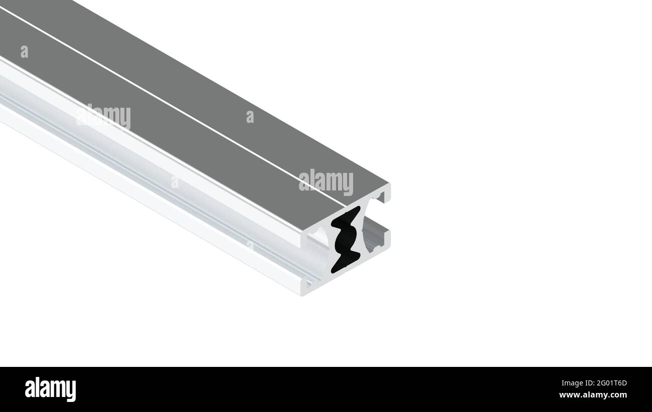 3D rendering of an alumnium metal profile isolated on white background ...