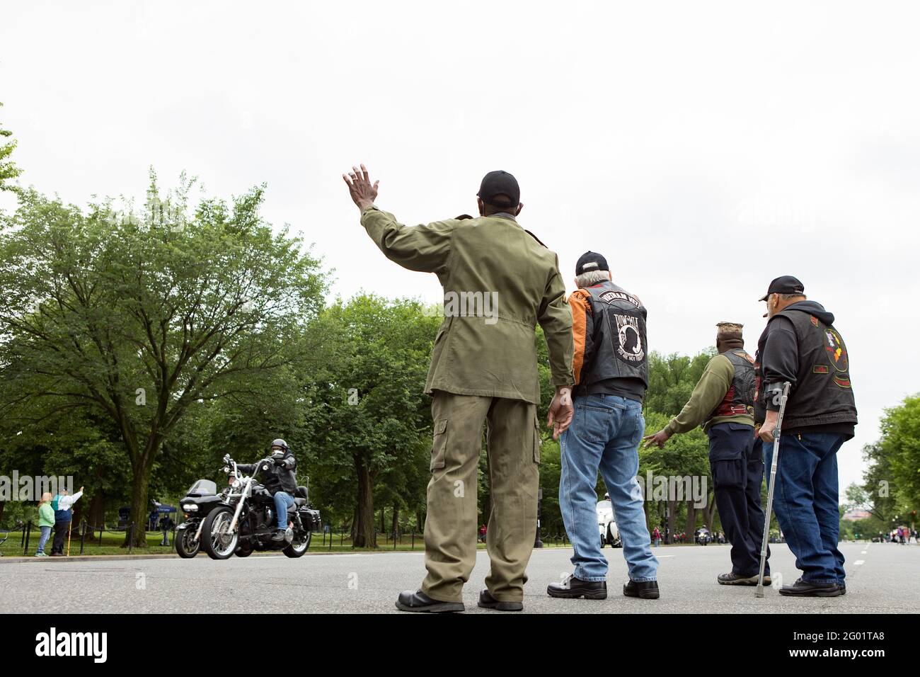 Washington, District of Columbia, USA. 30th May, 2021. Veterans wave at ...