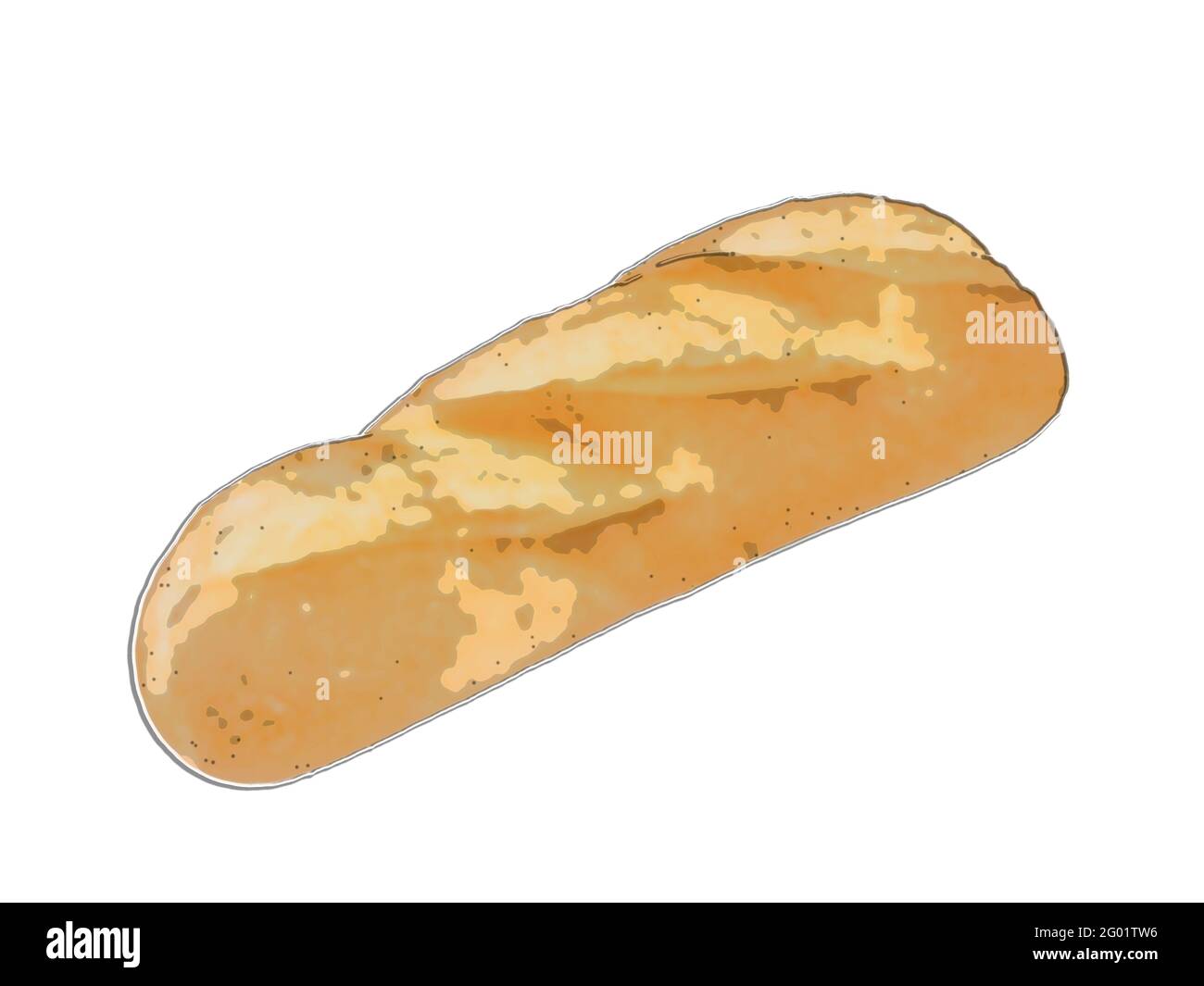 Food, oven baked traditional bread, perspective view, marker style, 3D ...