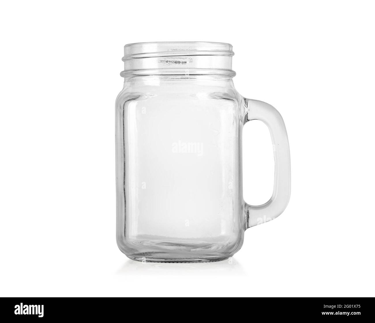 Mason Jar drinking glass with a handle isolated on white background ...