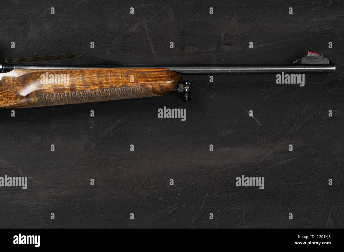 Smoothbore hunting gun on black background close up Stock Photo - Alamy