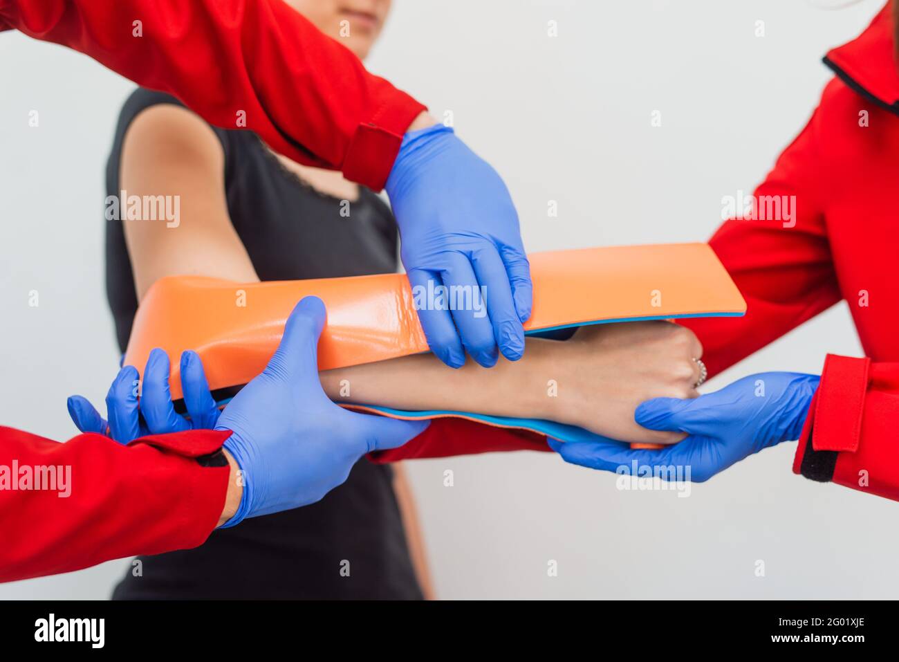 First Aid. Doctors are treating a patient by bandages. Concept first ...