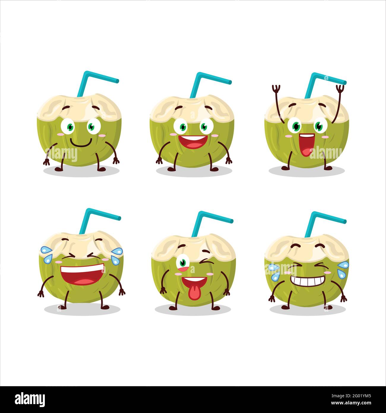 Cartoon character of green coconut drink with smile expression. Vector ...