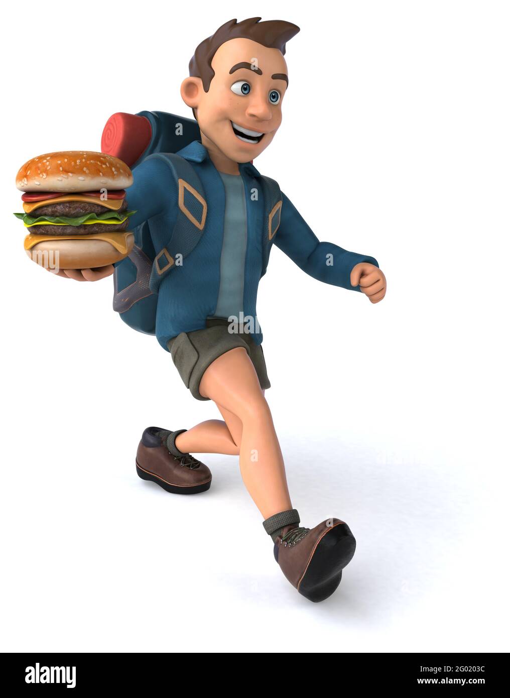 Fun illustration of a 3D cartoon backpacker Stock Photo - Alamy