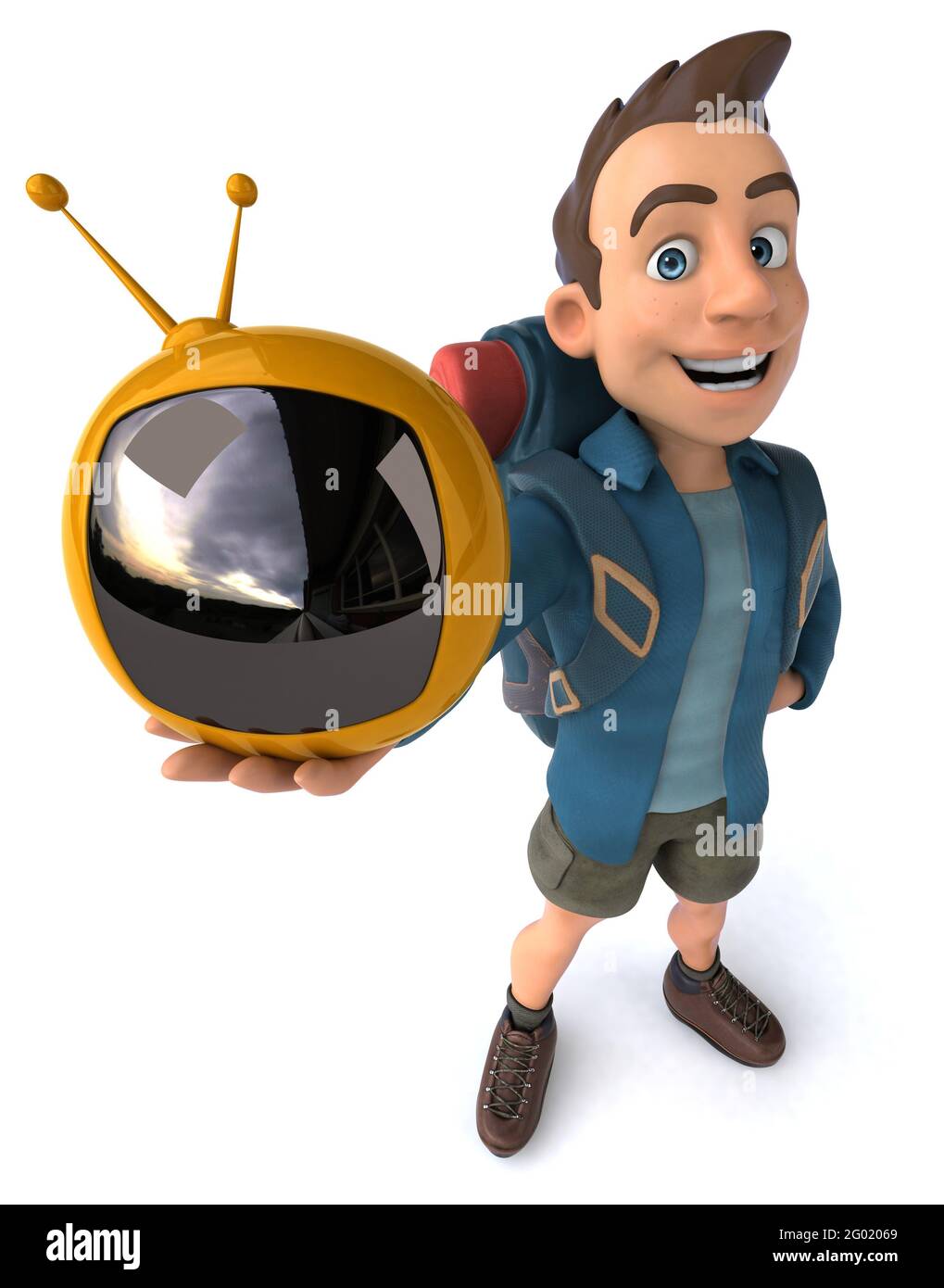 Fun illustration of a 3D cartoon backpacker Stock Photo - Alamy