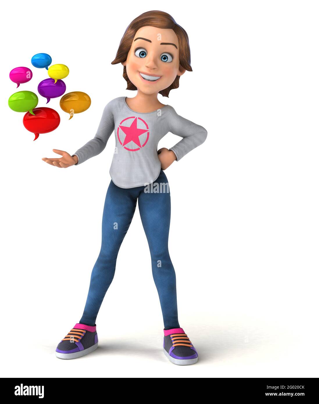 Fun 3D illustration of a cartoon teenage girl Stock Photo - Alamy
