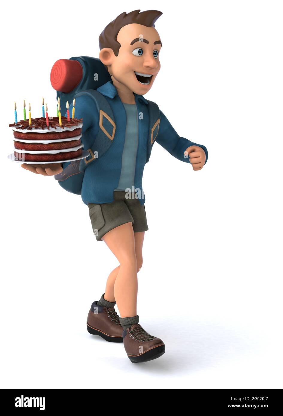 Fun illustration of a 3D cartoon backpacker Stock Photo - Alamy