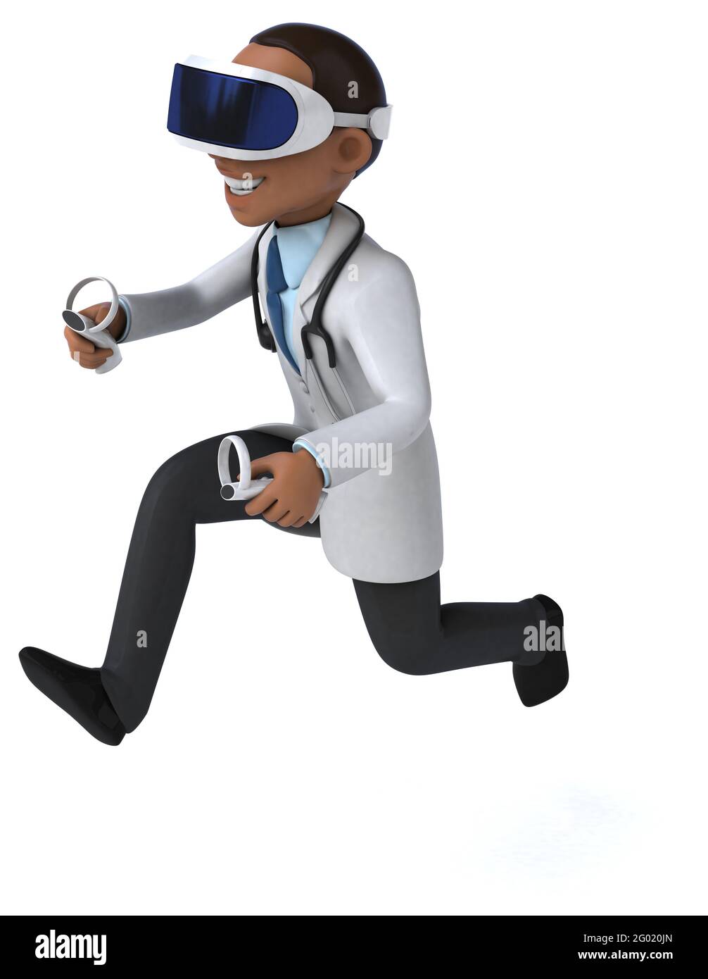 Fun 3D Illustration of a doctor with a VR Helmet Stock Photo - Alamy