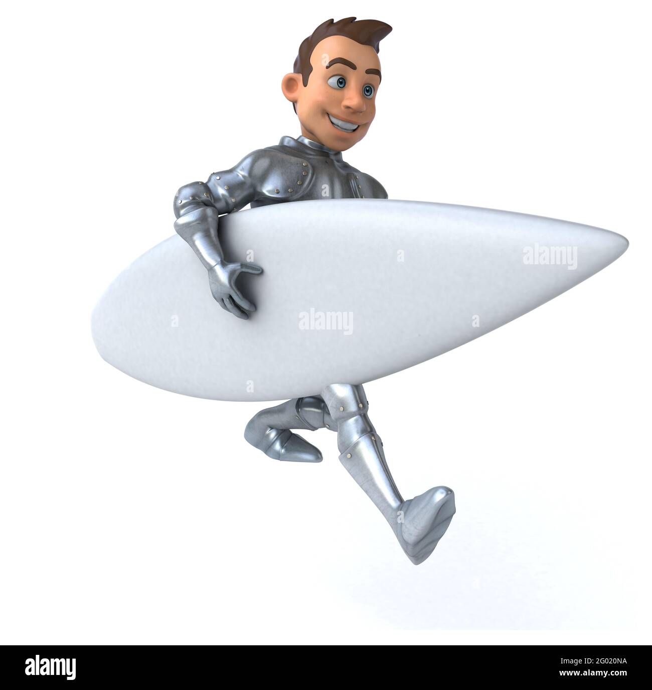 Fun 3D cartoon knight surfing Stock Photo - Alamy