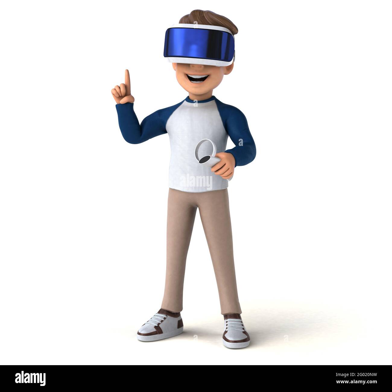 Fun 3D illustration of a cartoon kid with a VR helmet Stock Photo - Alamy
