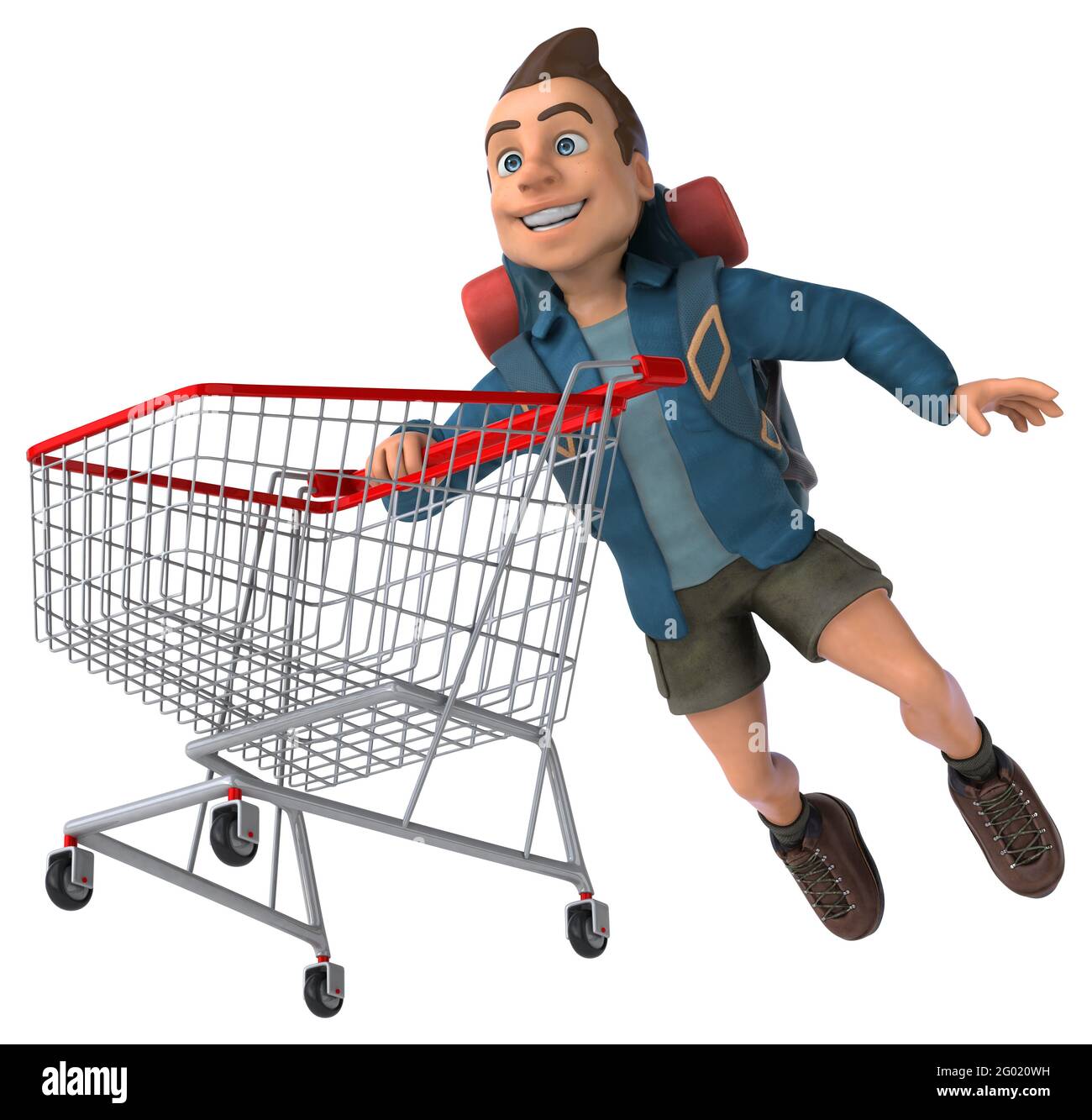 Fun illustration of a 3D cartoon backpacker Stock Photo - Alamy
