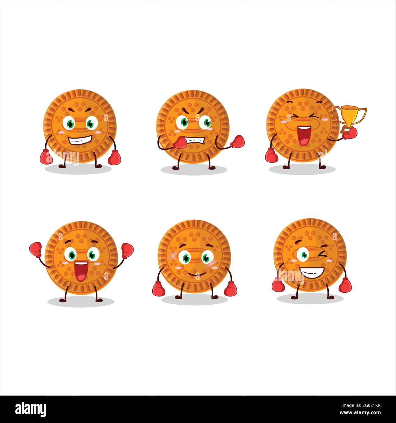 A sporty orange biscuit boxing athlete cartoon mascot design. Vector ...