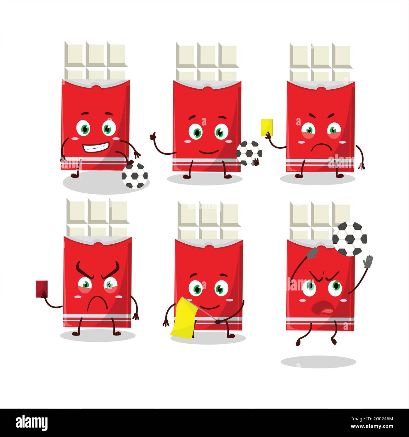 White chocolate bar cartoon character working as a Football referee ...