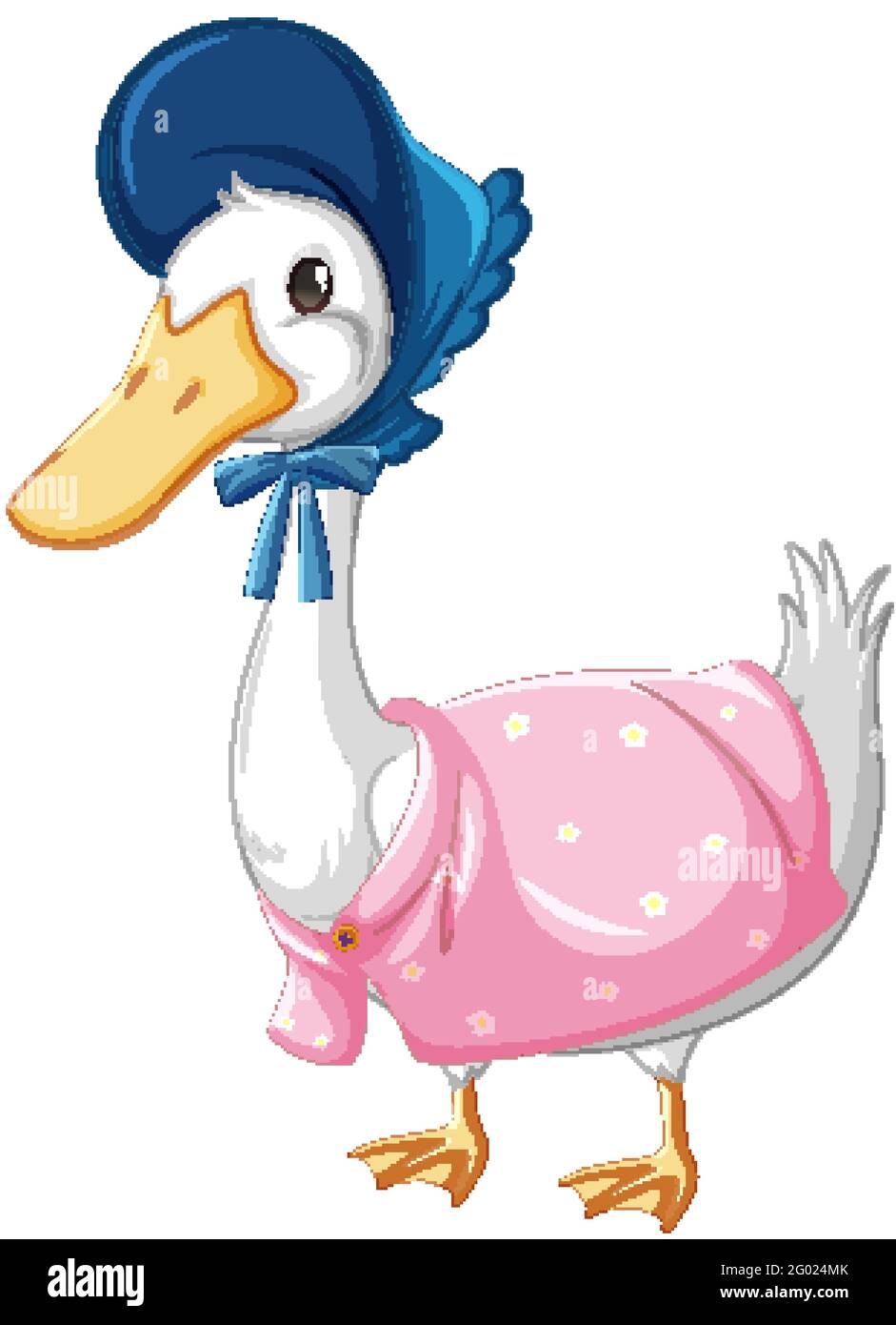 A duck wearing hat and scarf in cartoon style isolated on white ...
