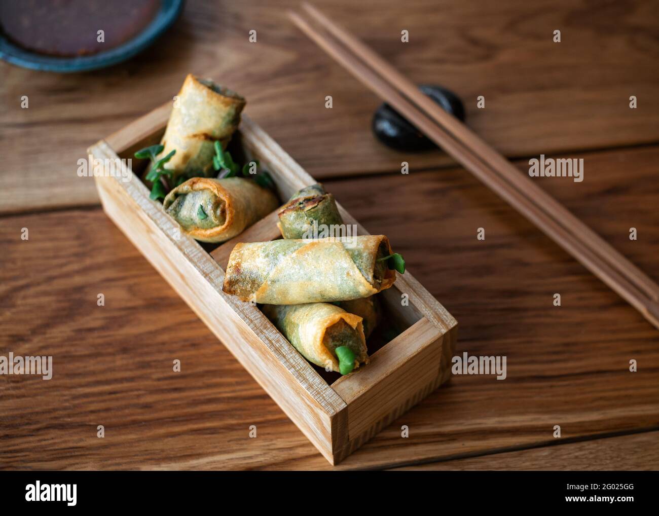 Chinese spring rolls with sweet sauce. Fried Vietnamese spring rolls ...