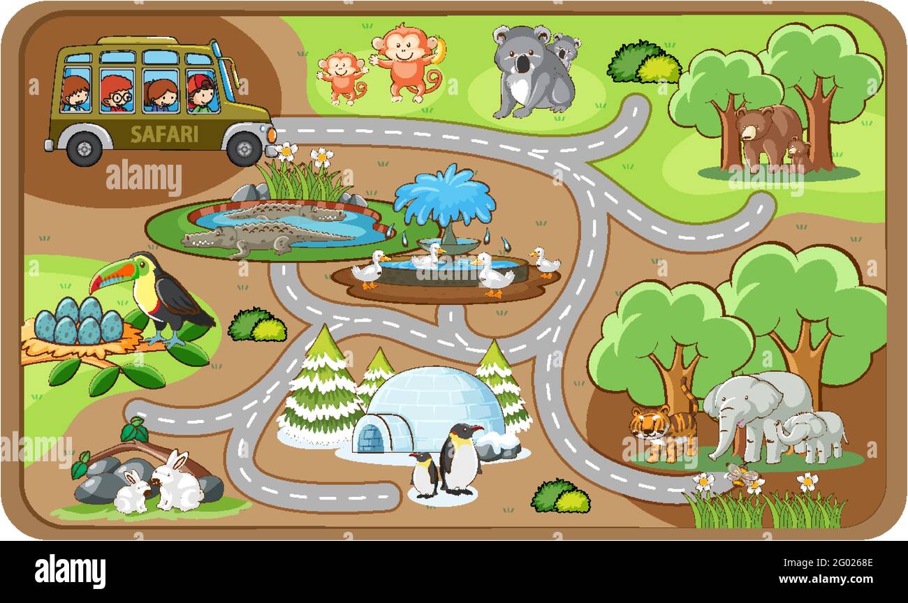 Cute cartoon maze game template illustration Stock Vector Image & Art ...