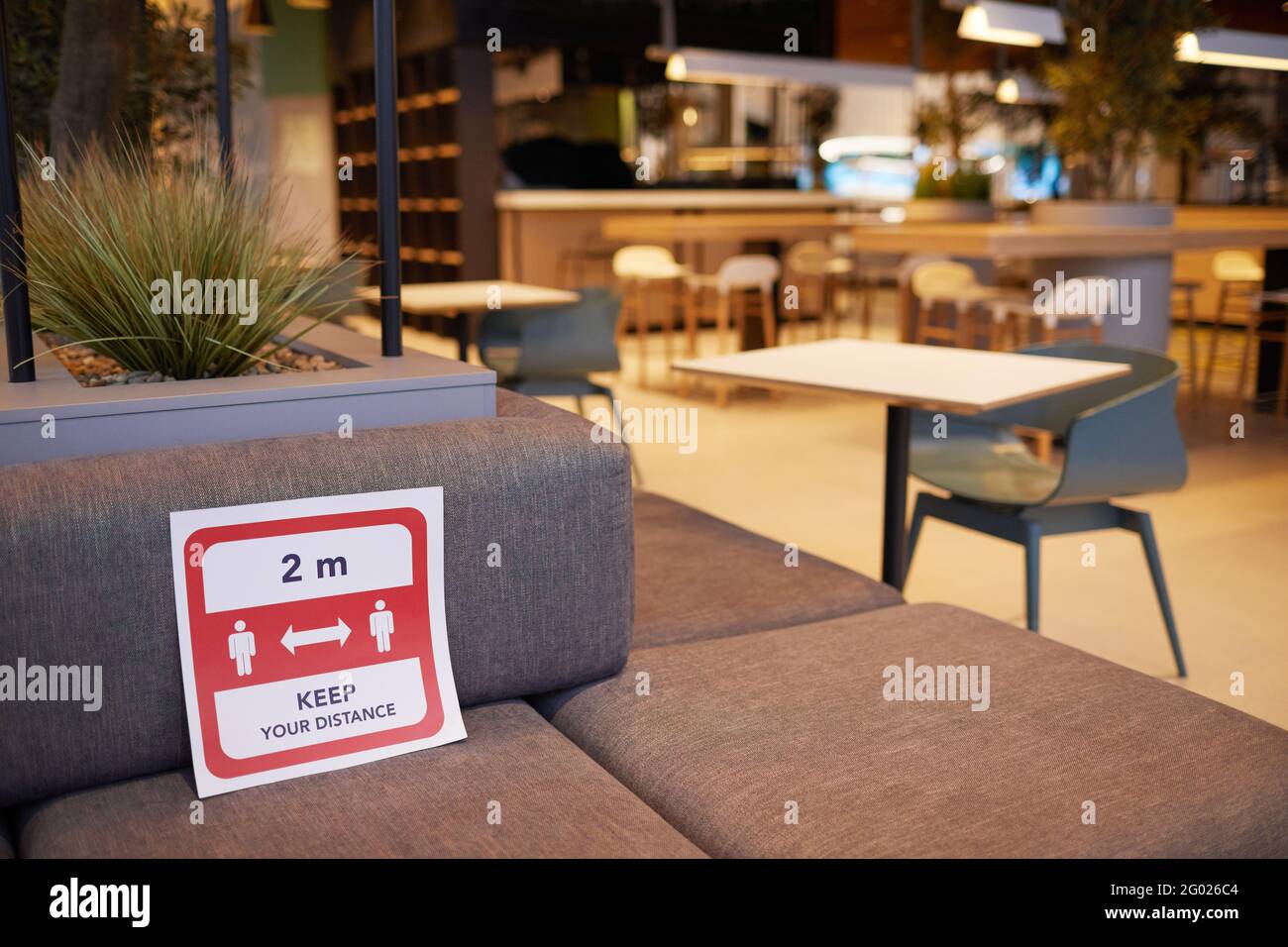 Close up background image of empty food court interior at shopping mall ...