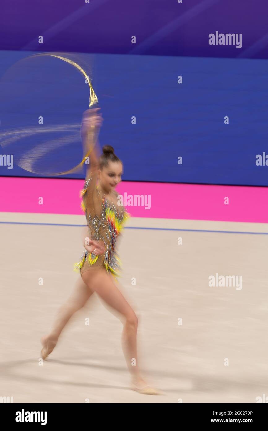 Pesaro, Italy. 30th May, 2021. Russia's Arina Averina during the FIG ...