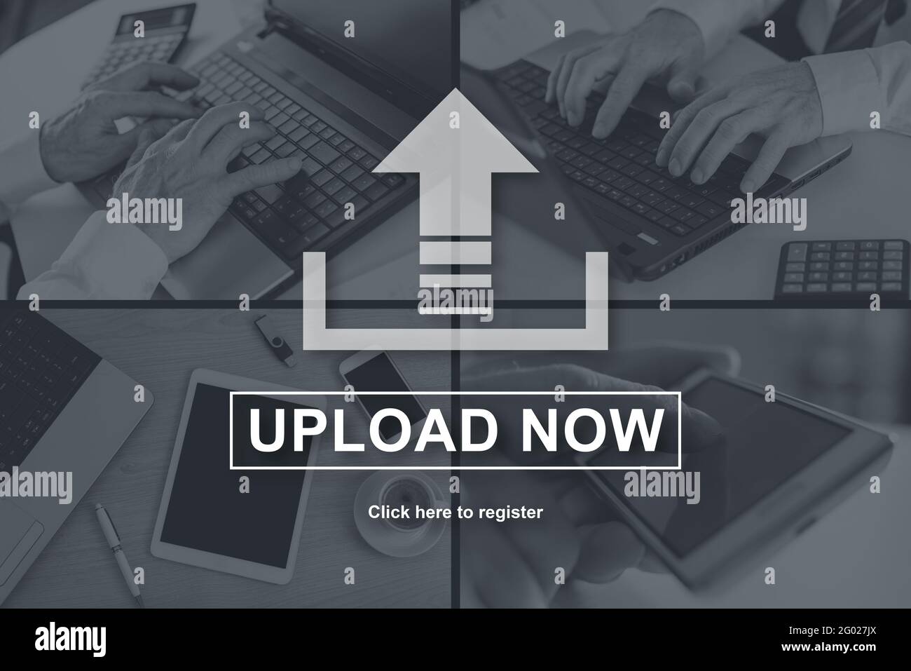 Upload concept illustrated by a picture on background Stock Photo - Alamy