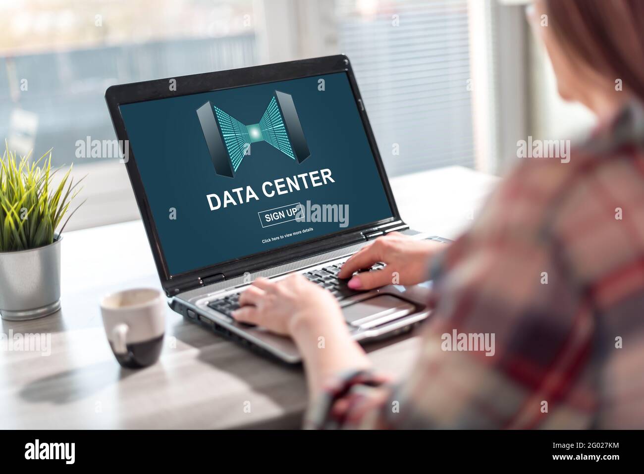 Laptop screen displaying a data center concept Stock Photo - Alamy