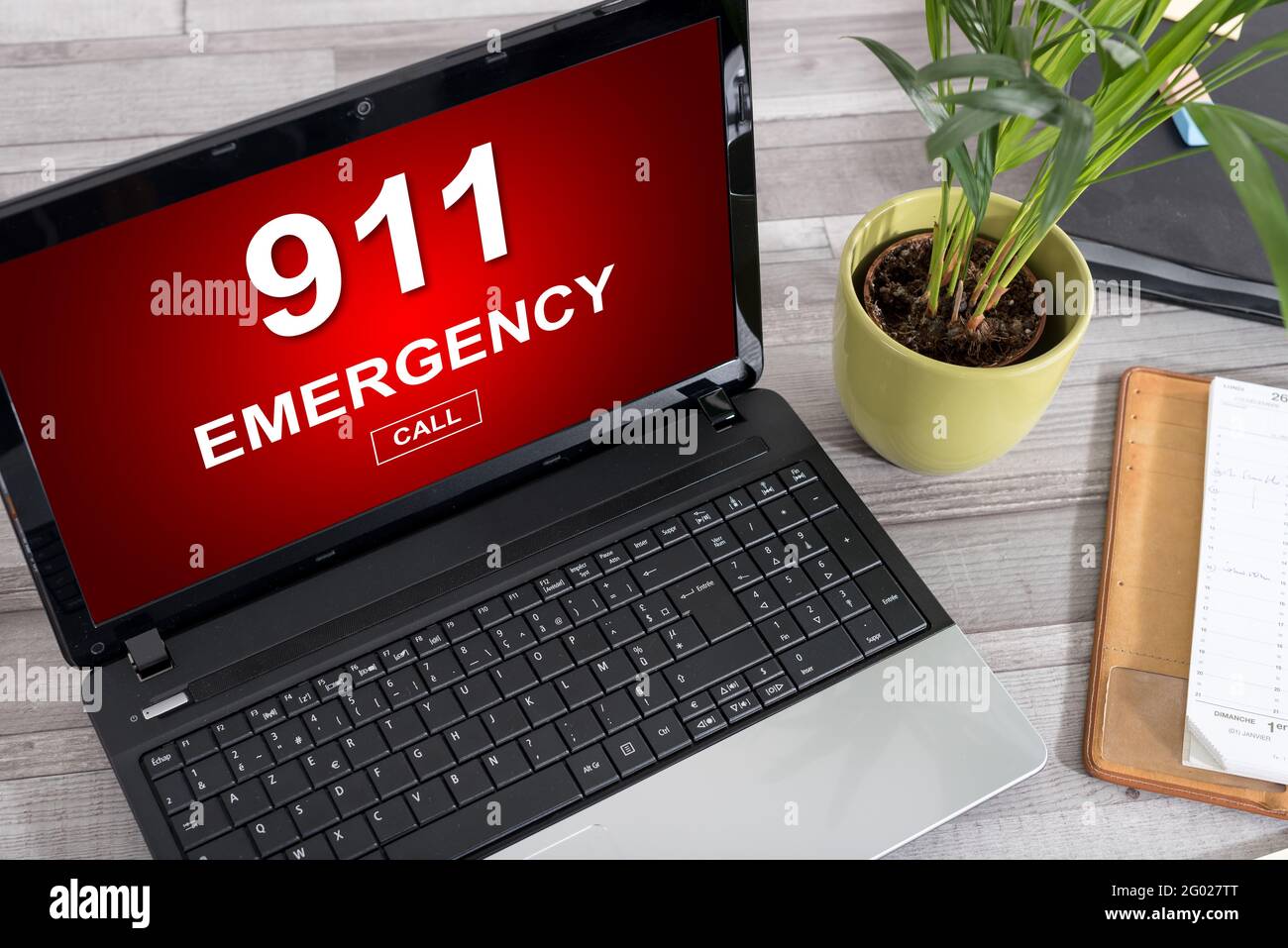 Laptop screen with emergency concept Stock Photo - Alamy