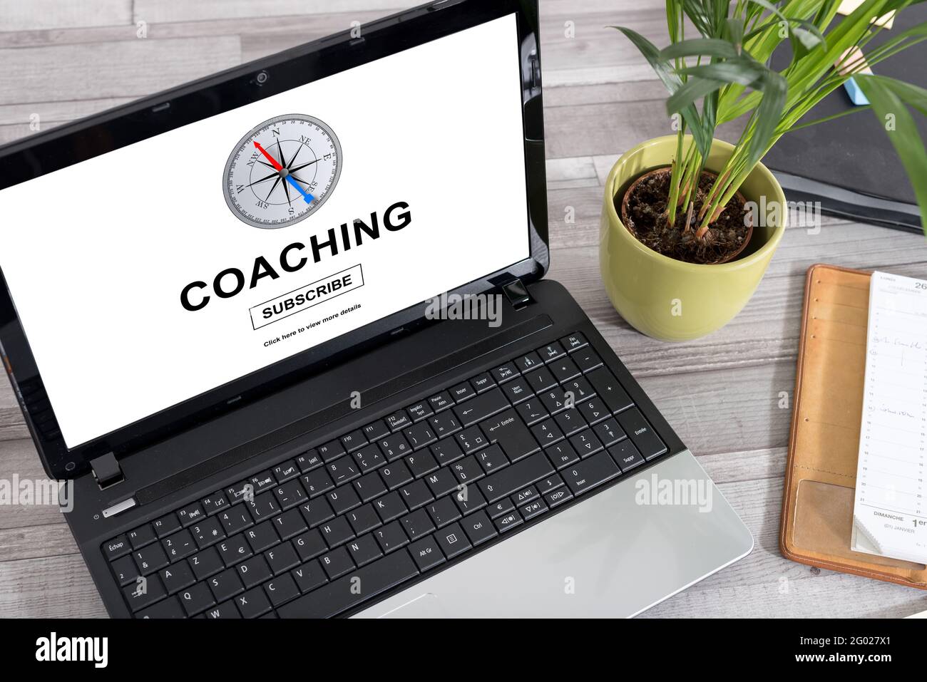 Laptop screen with coaching concept Stock Photo - Alamy
