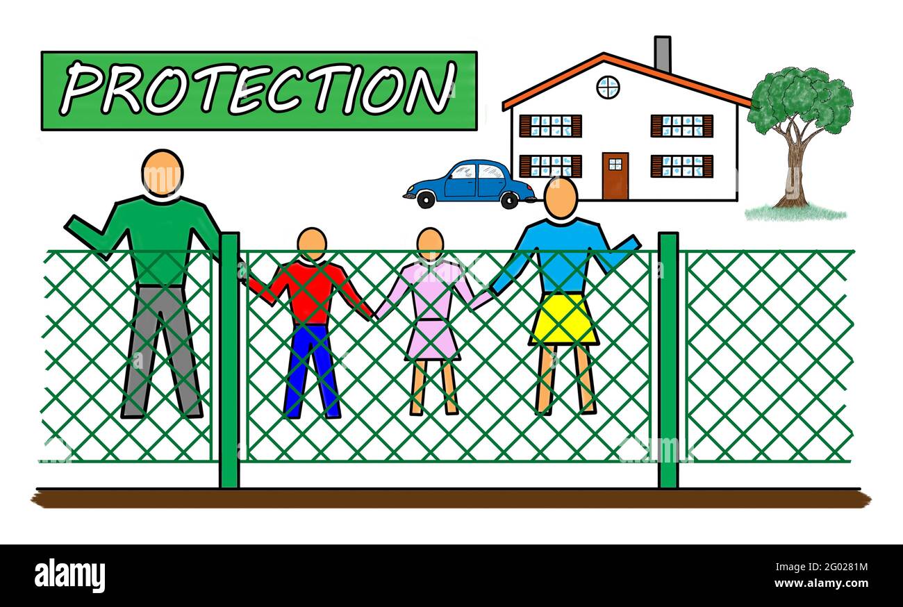 Protection concept drawn on a white background Stock Photo - Alamy