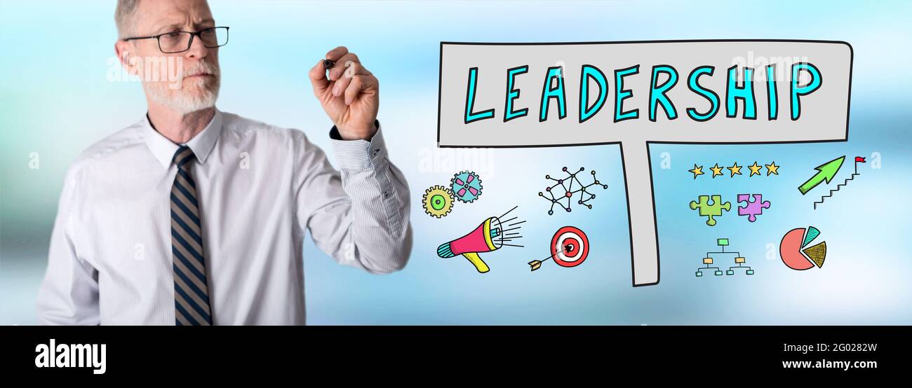 Leadership concept drawn by a businessman Stock Photo - Alamy