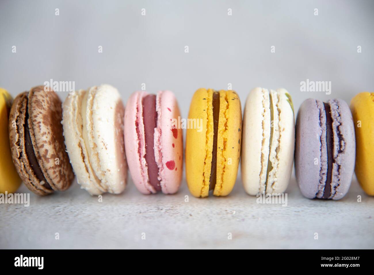 Typical and colorful french macaroons pastries. Food backgrounds, copy ...