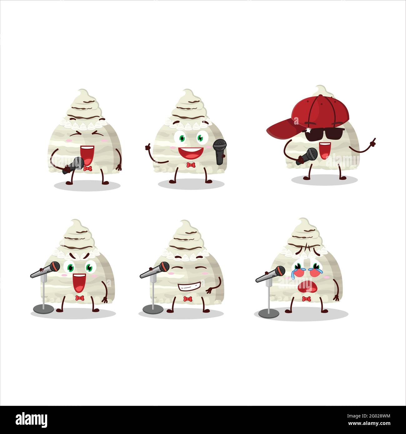 A Cute Cartoon design concept of vanilla ice cream scoops singing a ...