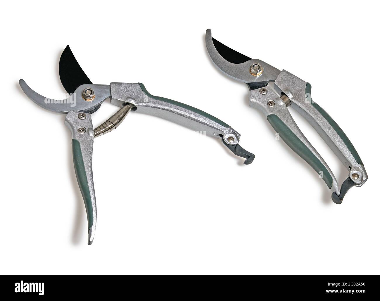 Garden scissor tool opened and closed isolated on white. Clipping path ...