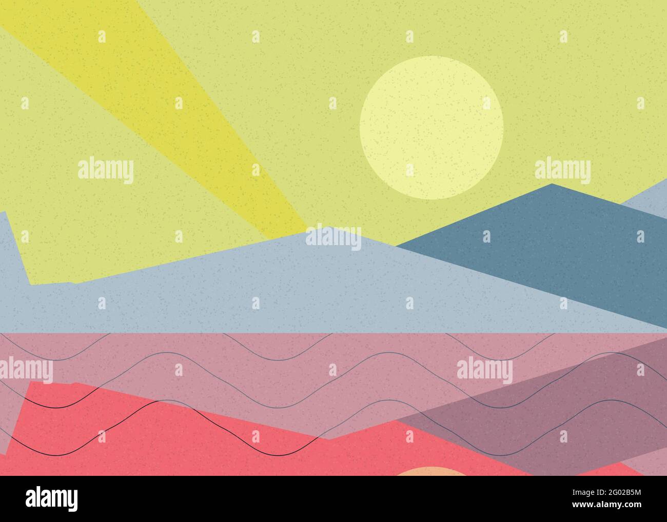 Geometric landscape silhouette generative art poster illustration Stock ...