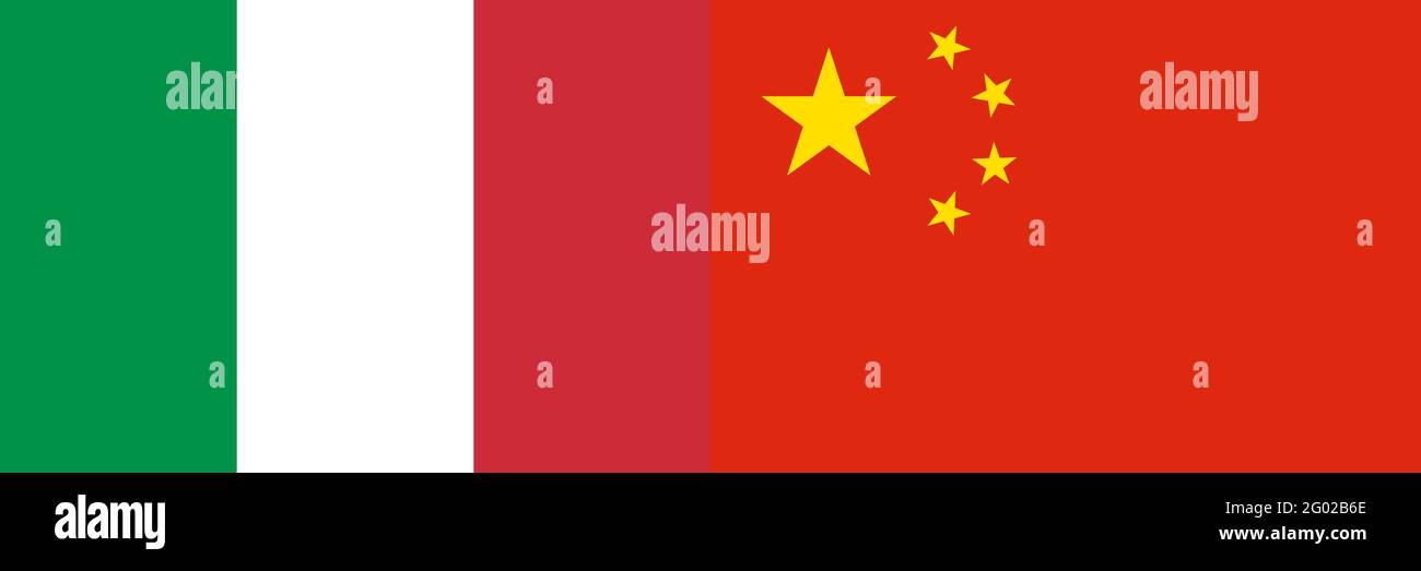 Illustration of Italy and China national flags tied together ...
