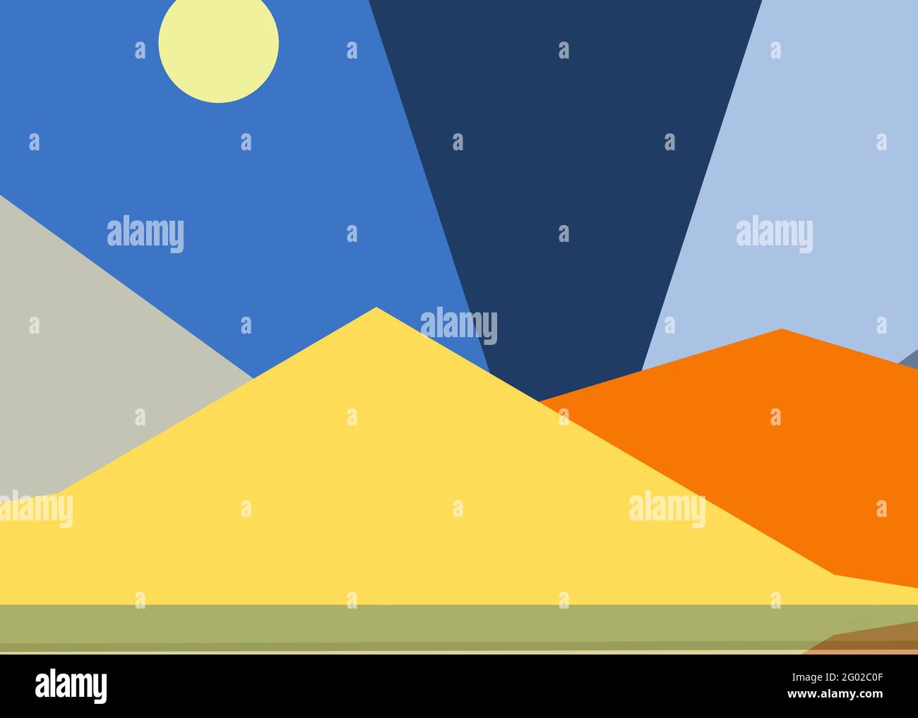 Geometric landscape silhouette generative art poster illustration Stock ...