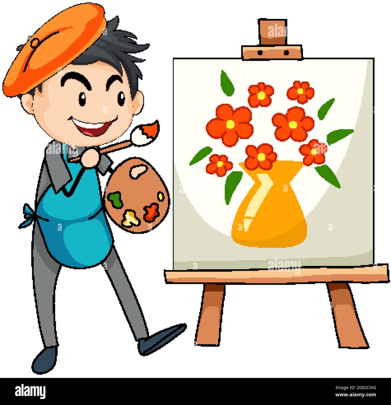 Little artist drawing the picture cartoon character isolated ...