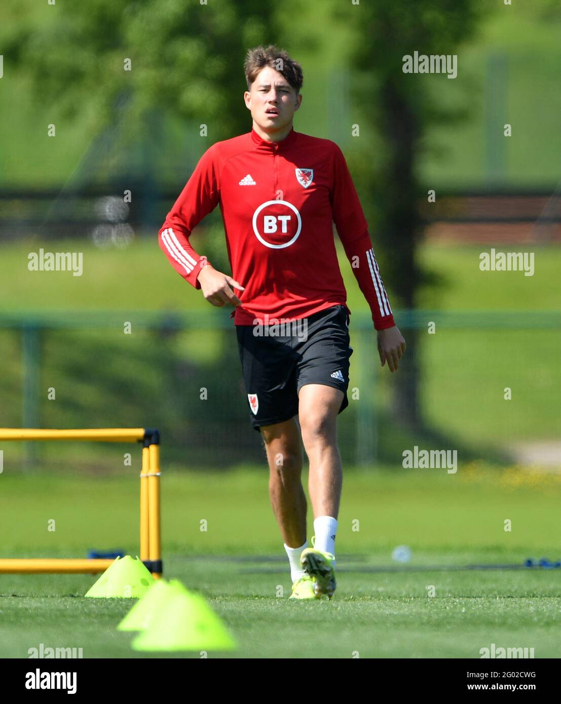 Wales' Rubin Colwill during the training session at the Vale Resort ...