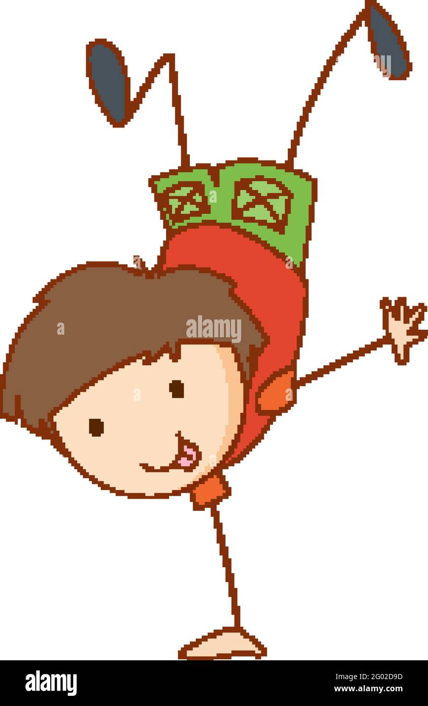 A boy cartoon character in hand drawn doodle style isolated ...