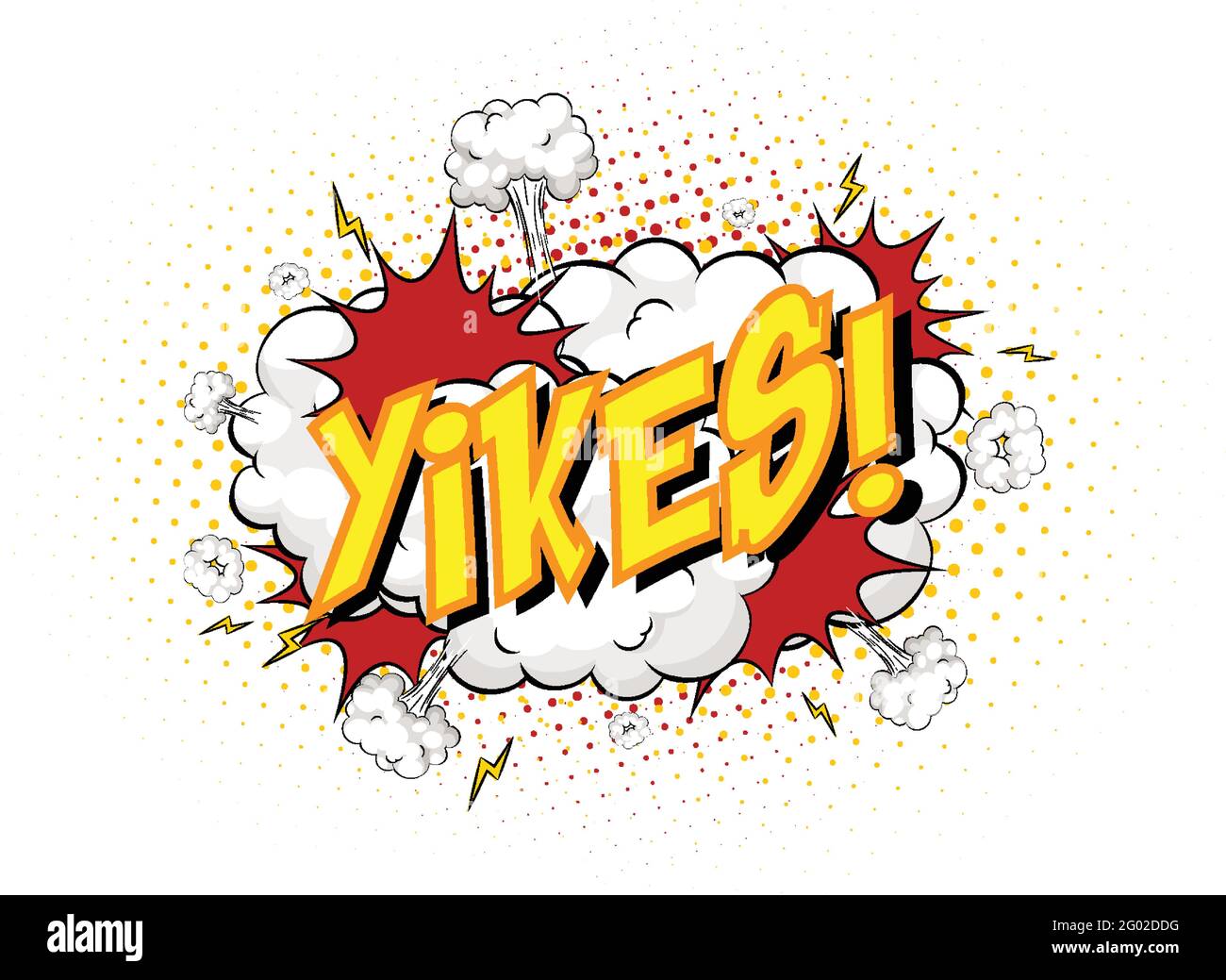 Word Yikes on comic cloud explosion background illustration Stock ...