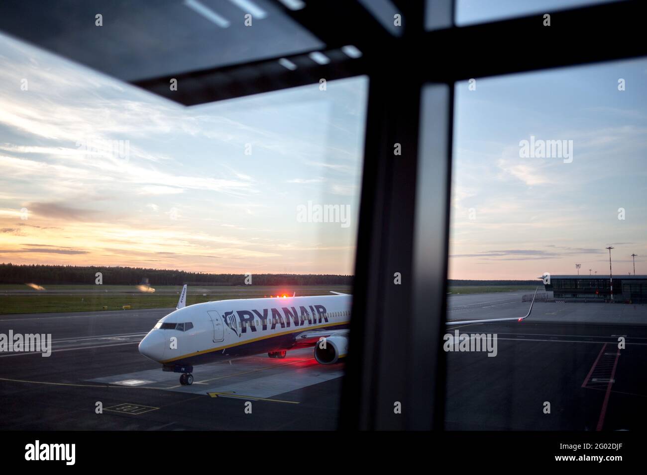 The Boeing-737 of Ryanair pictured before departure at Riga airport ...