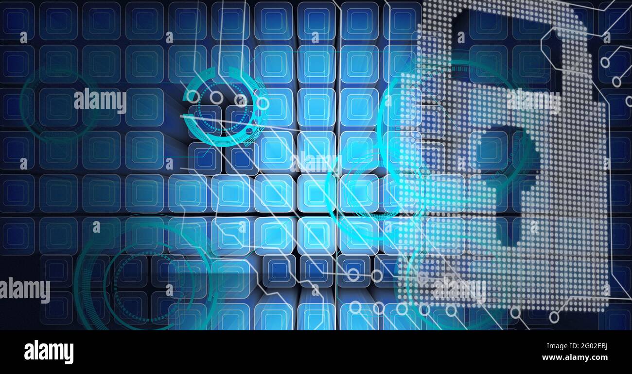 Composition of computer motherboard circuits with circular scopes and ...