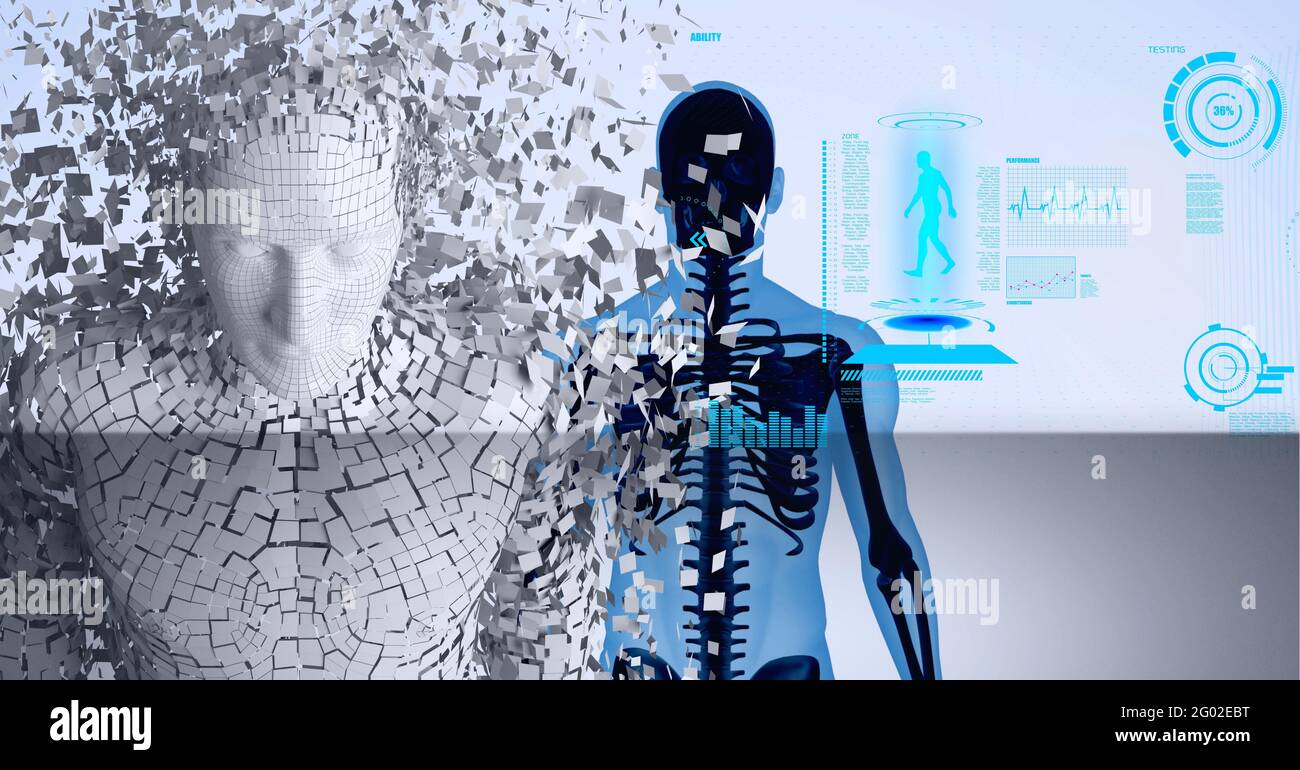 Composition of fragmenting human model, with human x ray and medical ...