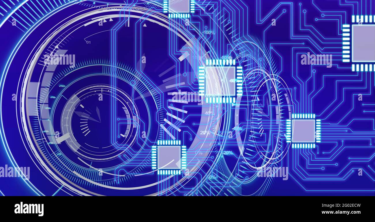 Composition of computer motherboard circuits and microchips with ...