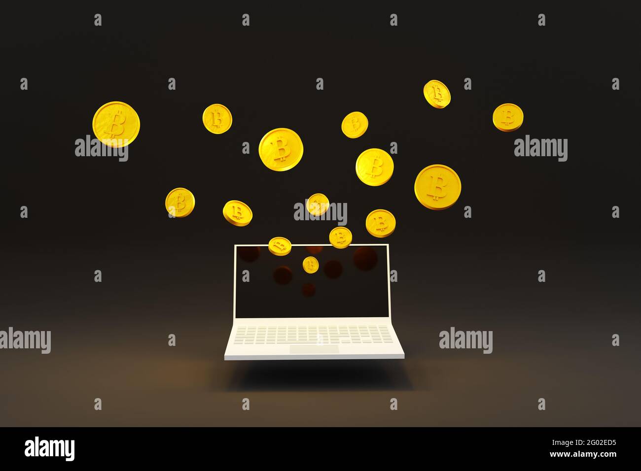 coin in the air float on laptop Stock Photo - Alamy